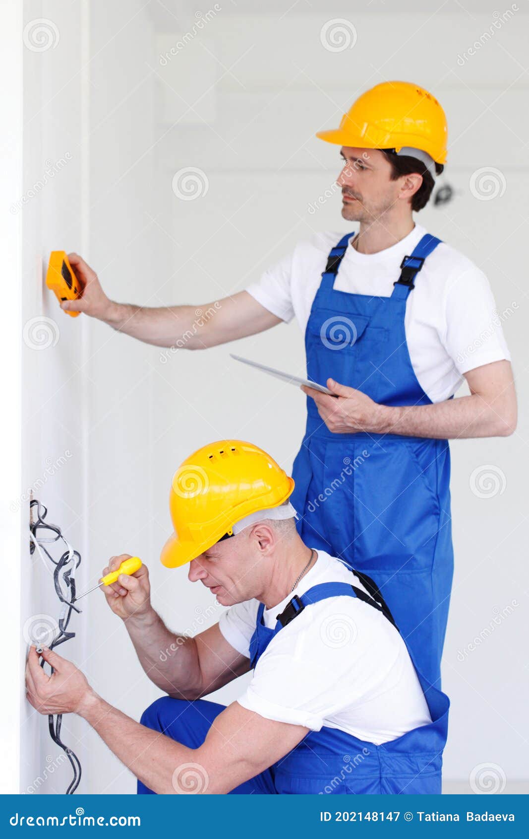 Electrician Working with Cable Stock Image - Image of connection ...