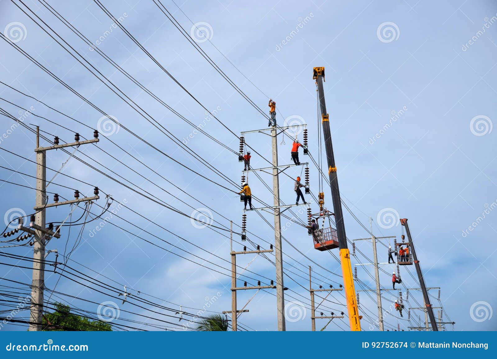 Electric.Working Man Repairs An Electrical Malfunction In The Wiring ...