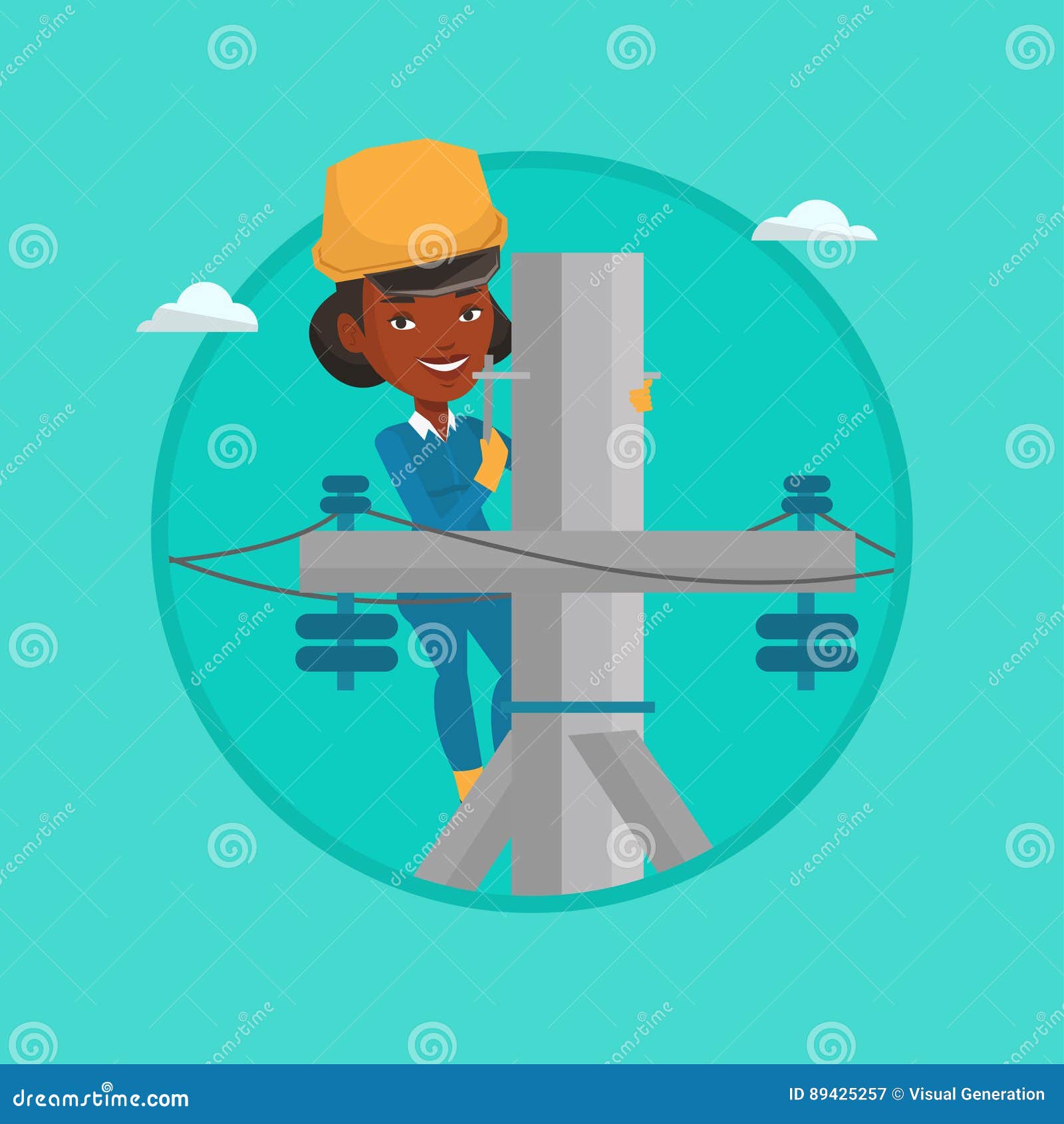 Electrician Working With Electricity And Switchboard, Repairing And ...