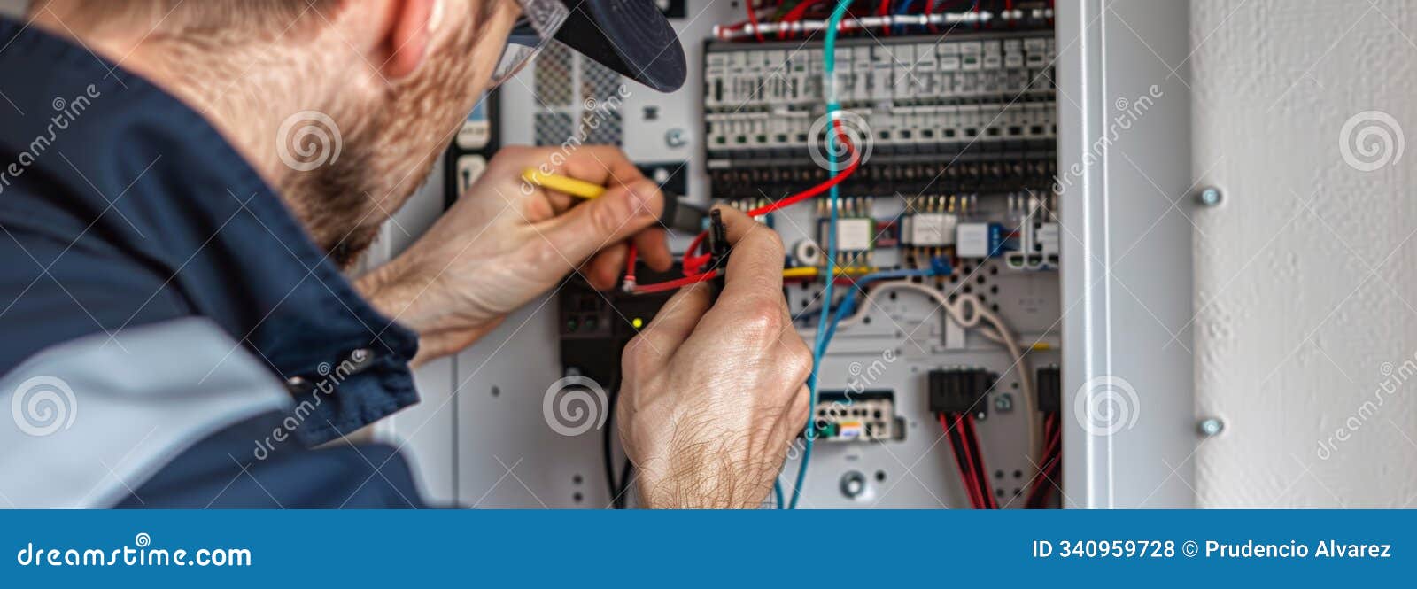 Electrician Working on Electrical Panel Stock Illustration ...