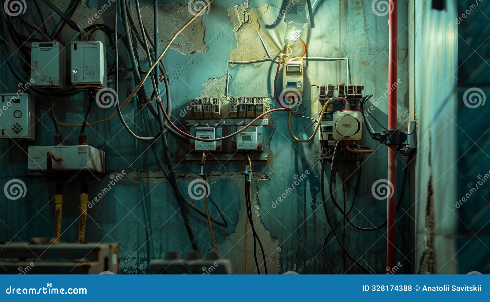 An Electrician is Working on Electrical Wiring Inside an Open Wall ...