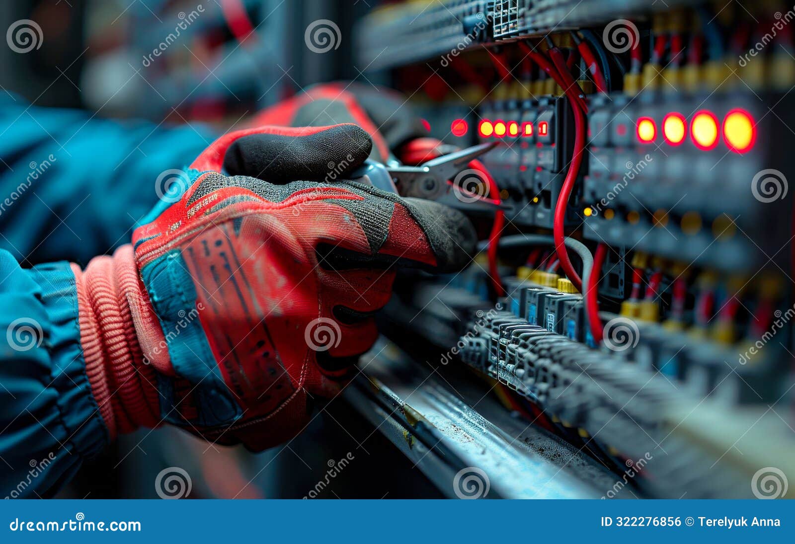 Electrician Working on Industrial Panel Mounting and Assembling New ...