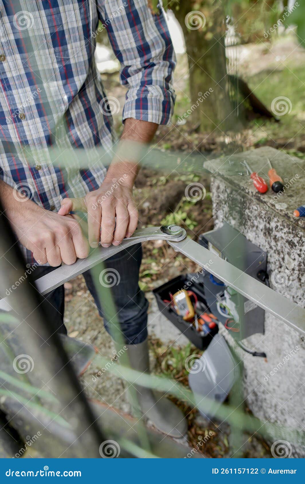 Electrician Working Outdoors Stock Photo - Image of troubleshoot ...