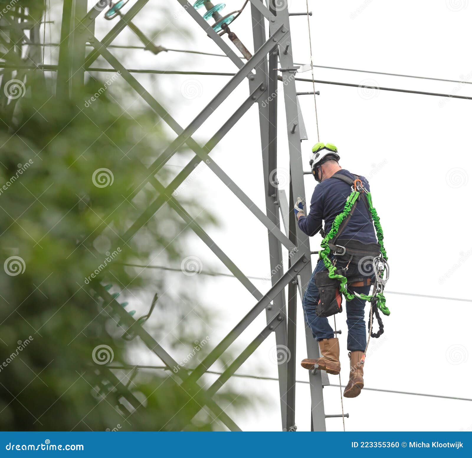 Electrician is Working on a Pole Editorial Image - Image of industrial ...