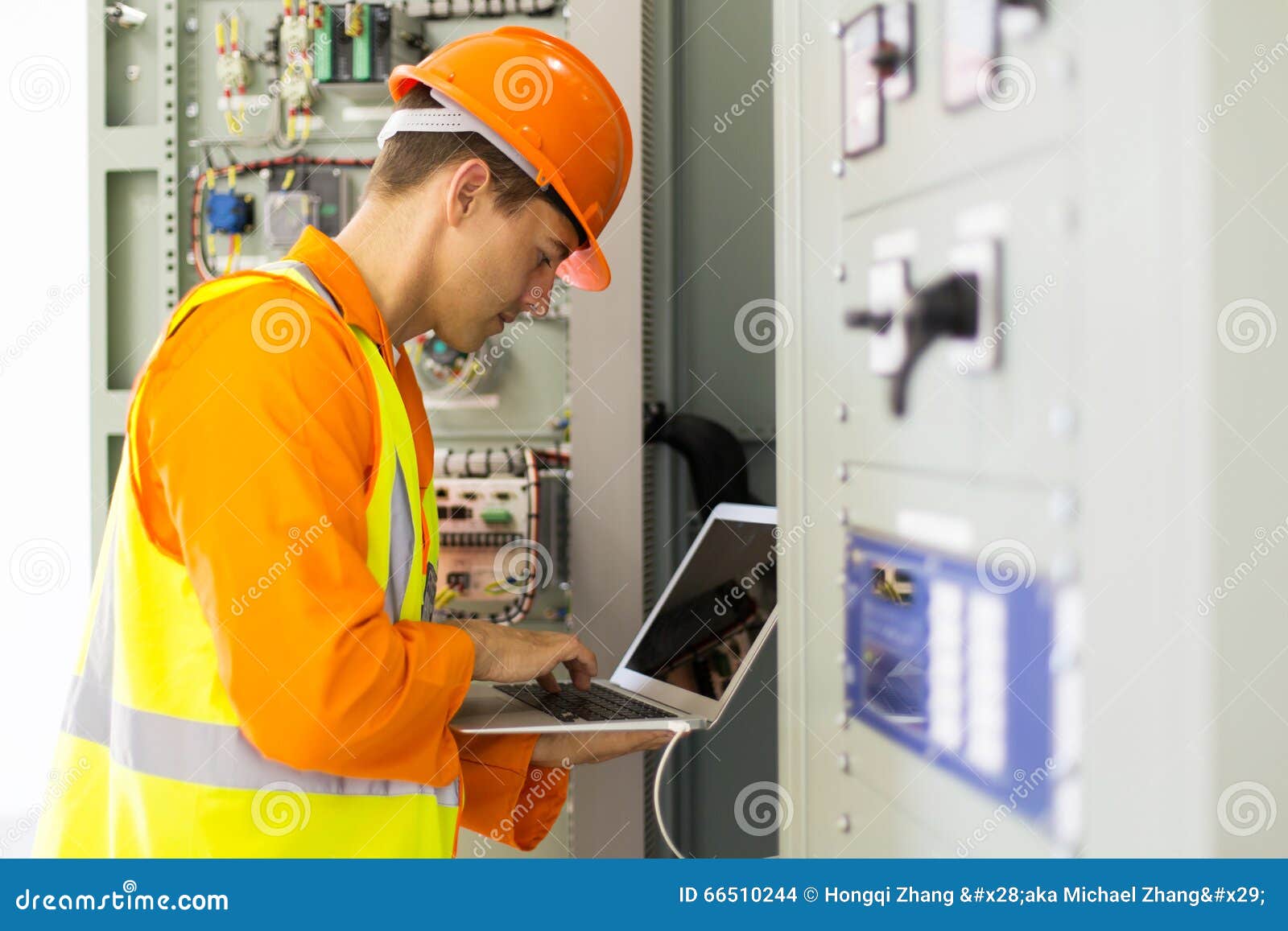 Electrician Working Power Plant Stock Photo - Image of computerized ...