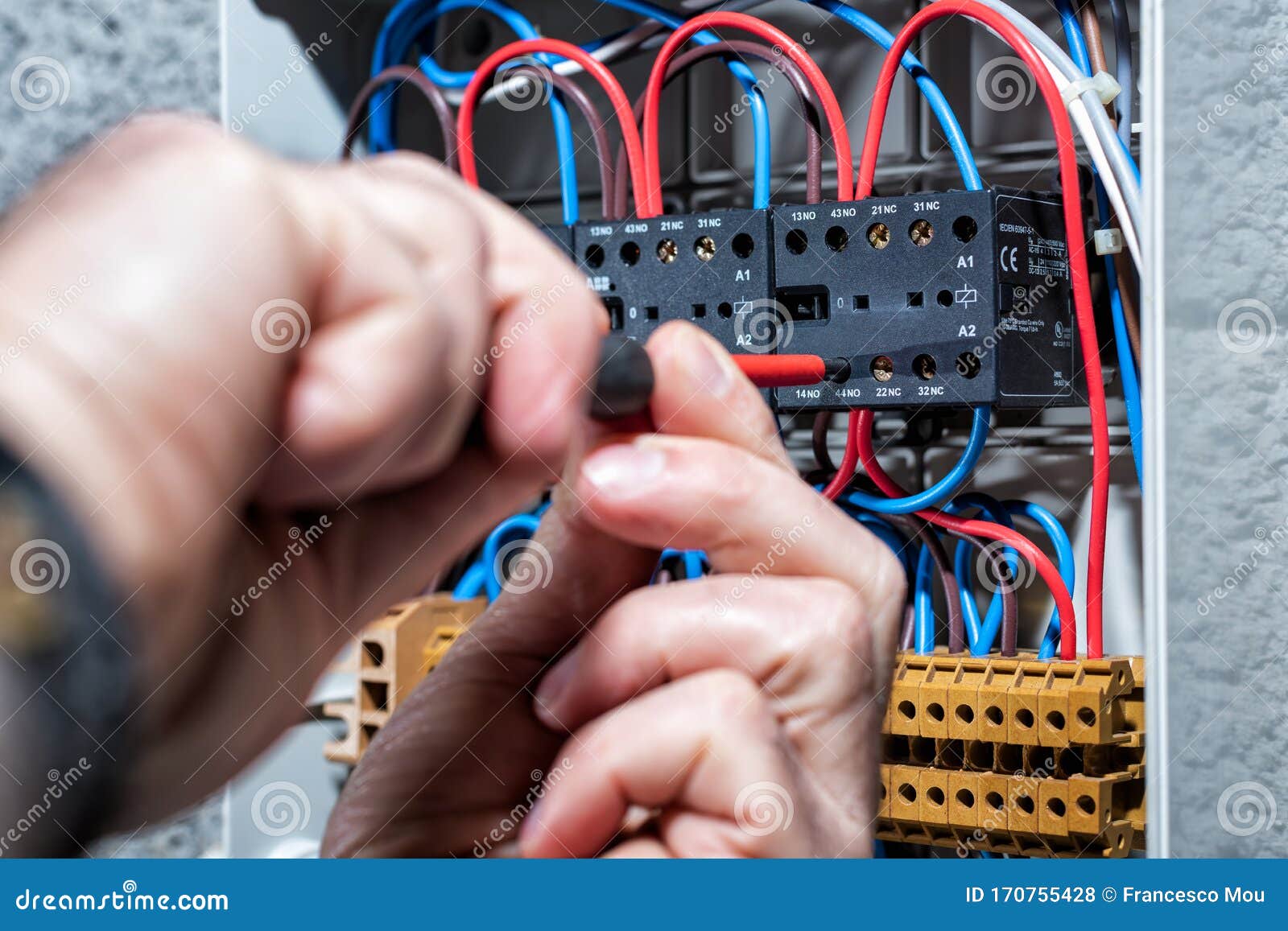Electrical Panel. Switches And Socket In The Electric Shield Royalty ...