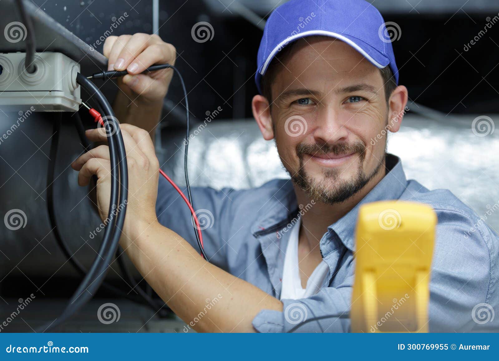 Electrician Working on Residential Electrical System Stock Image ...