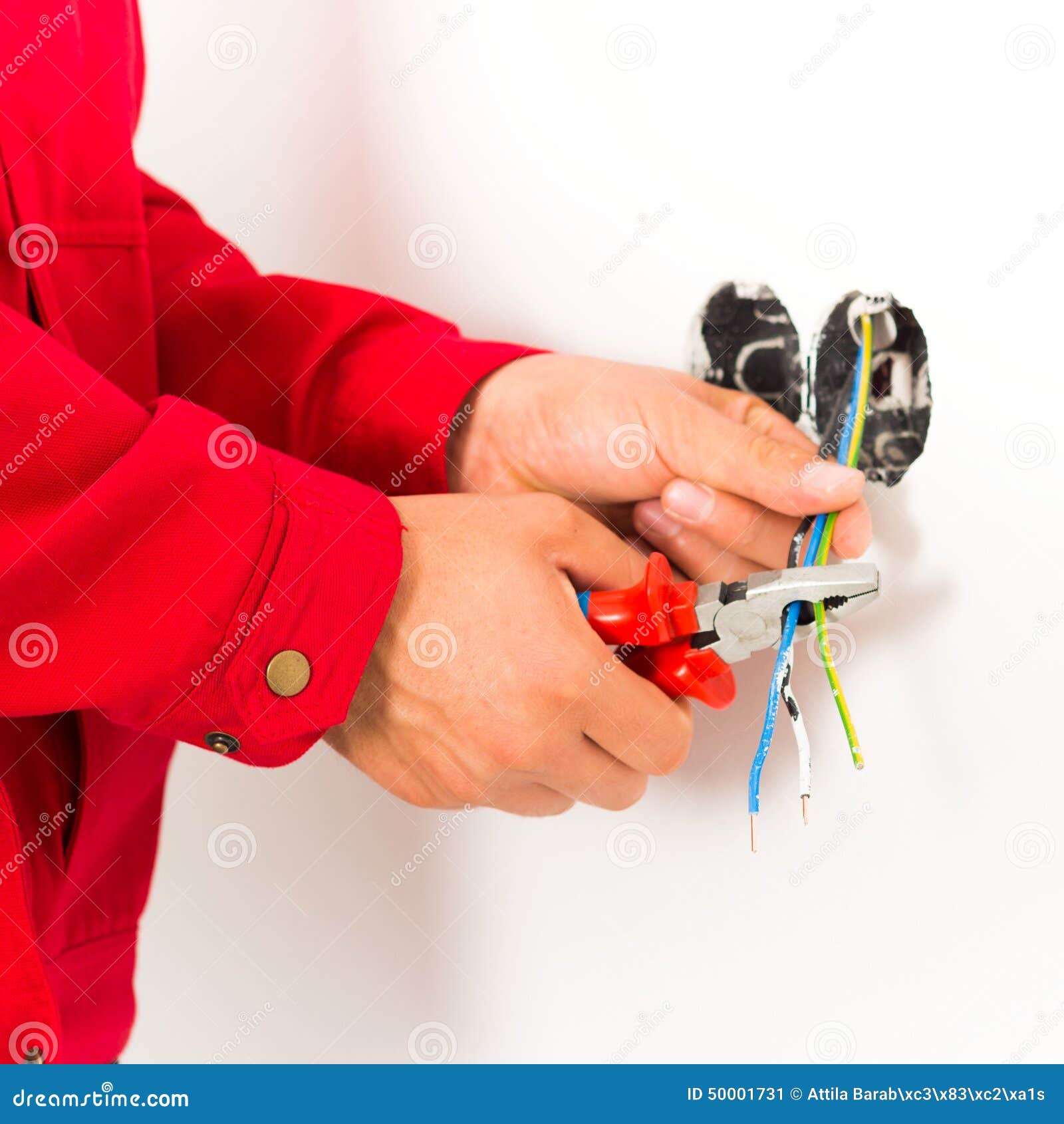 Electrician Working Inside New Building Checking Wires Stock Image ...