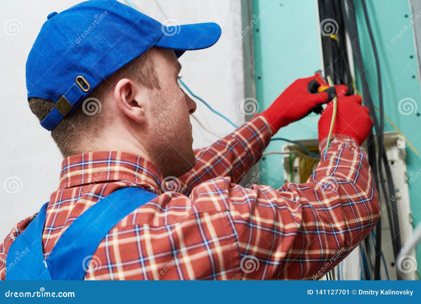 Electrician Works with Cable Wire Stock Image - Image of distribution ...