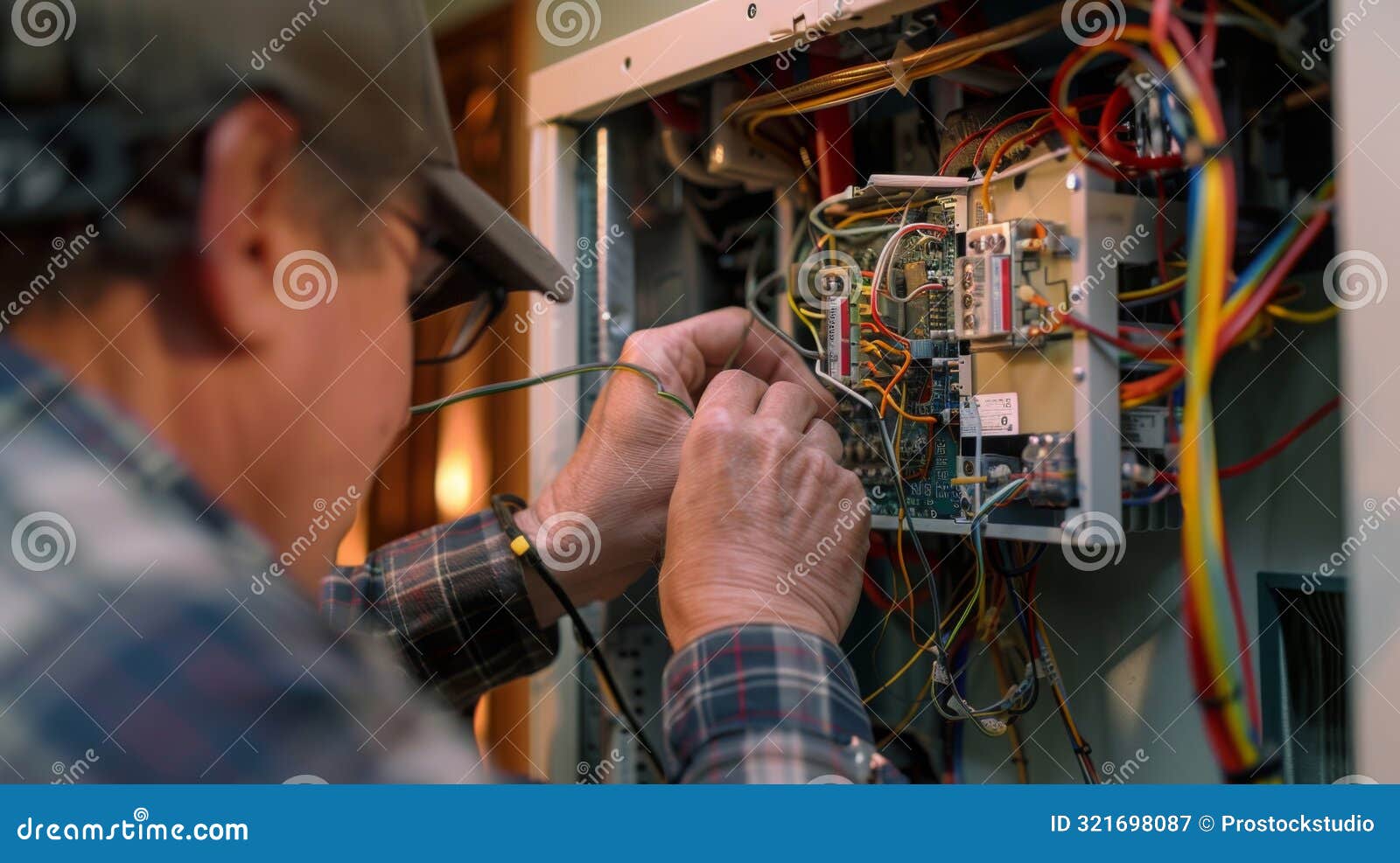 Electrician Working on Electrical Panel Stock Image - Image of service ...