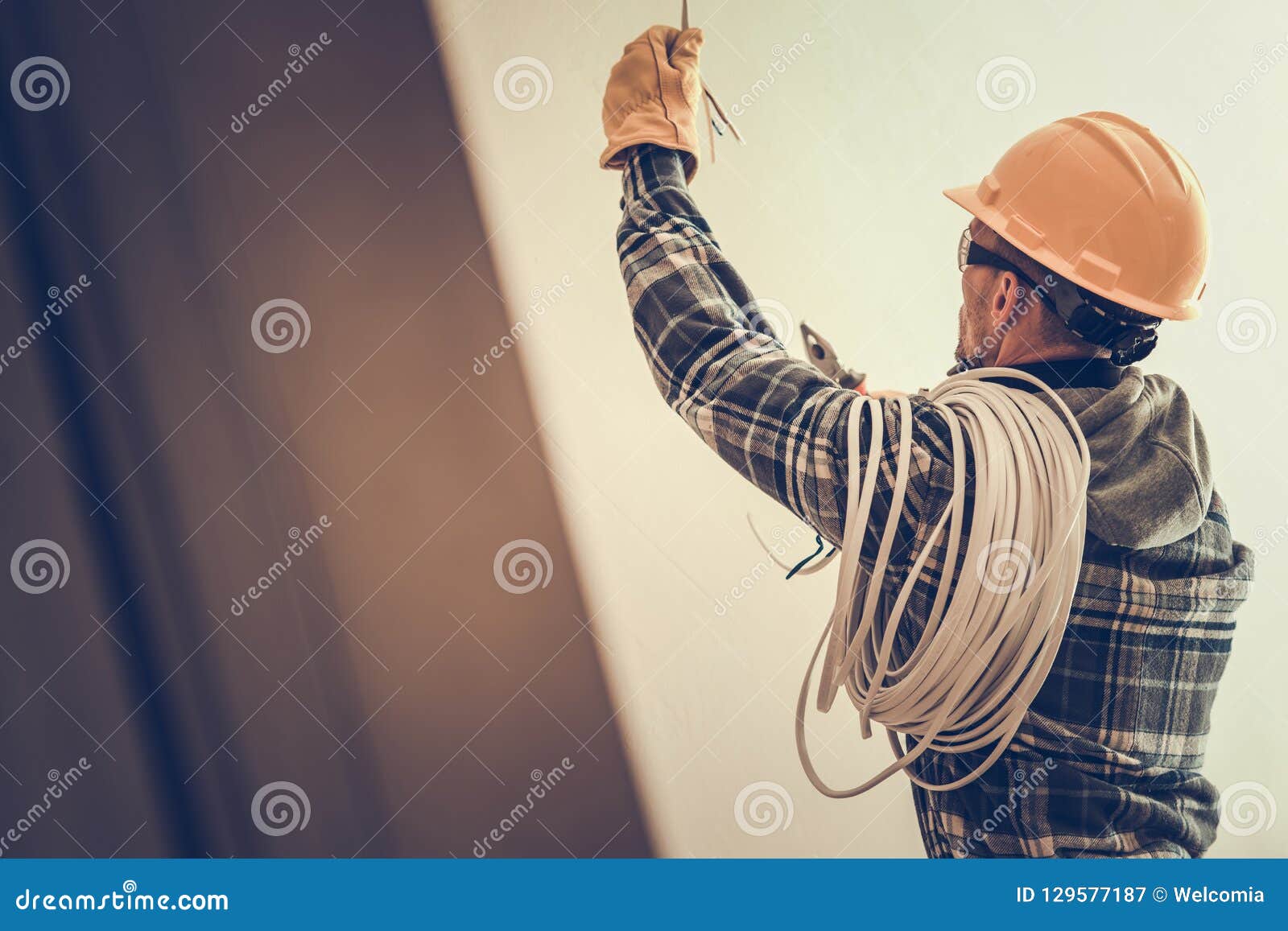Electrician at Work stock image. Image of voltage, remodeling - 129577187