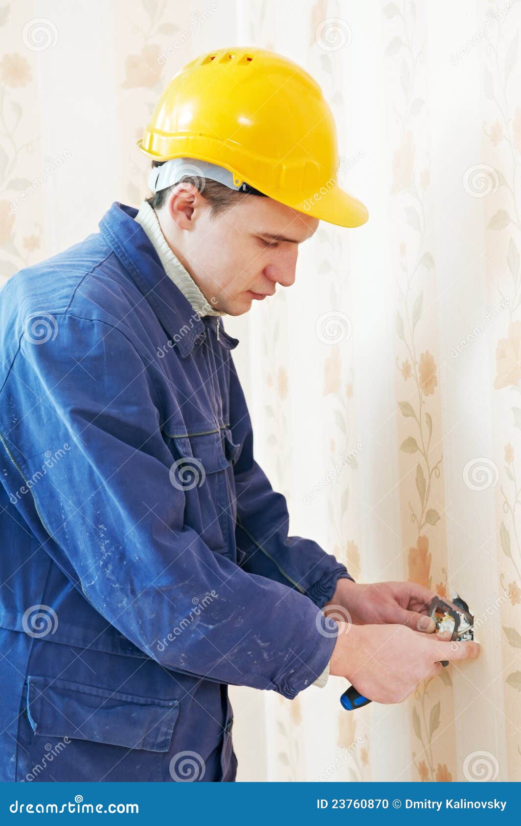 Electricians at Cable Wiring Work Stock Photo - Image of cable ...