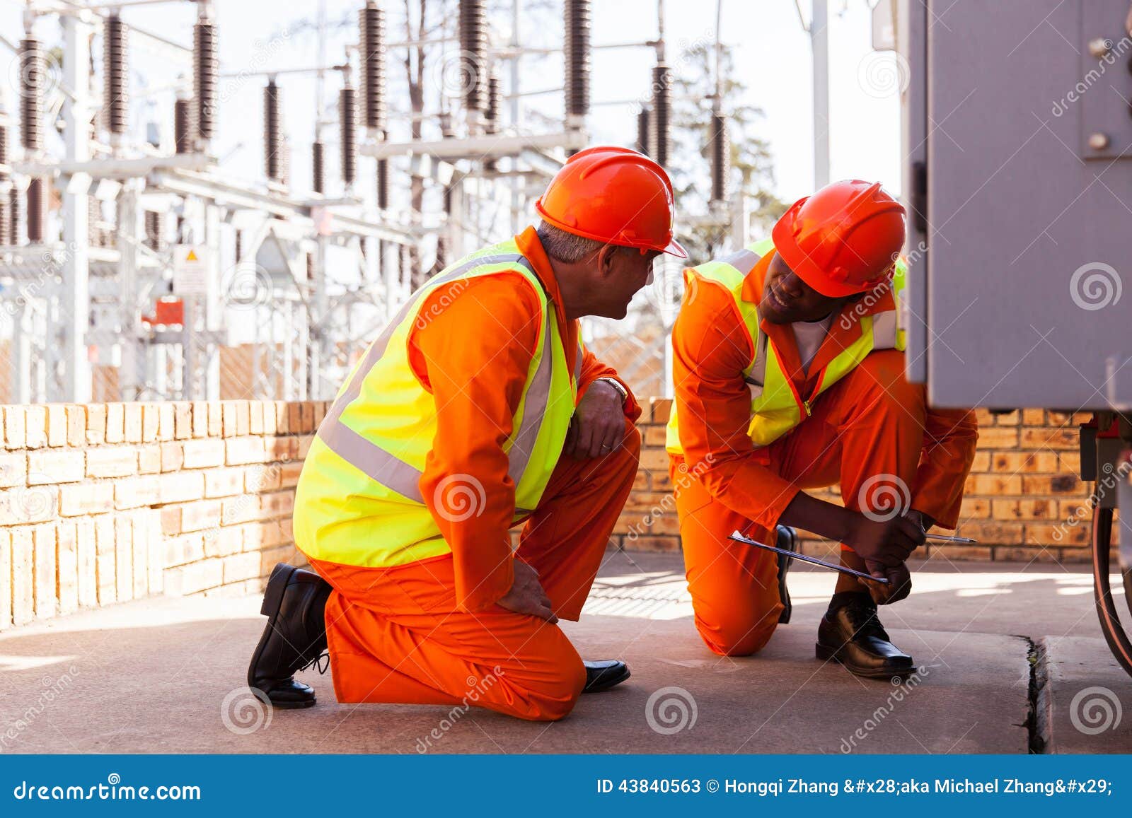 Electricians Discussing Work Stock Image - Image of electricity ...