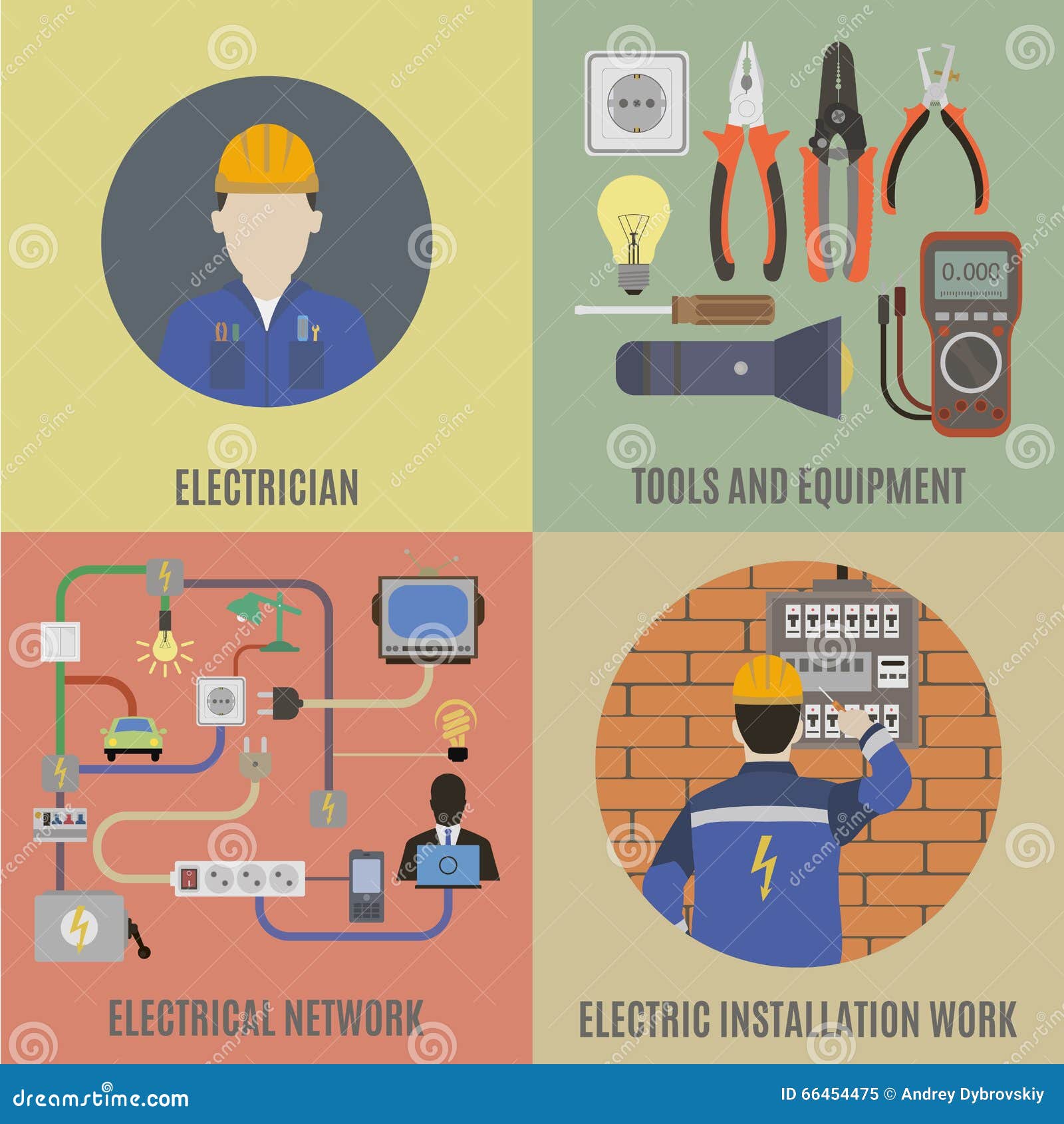 Electricians and Electrical Work Stock Vector - Illustration of power ...