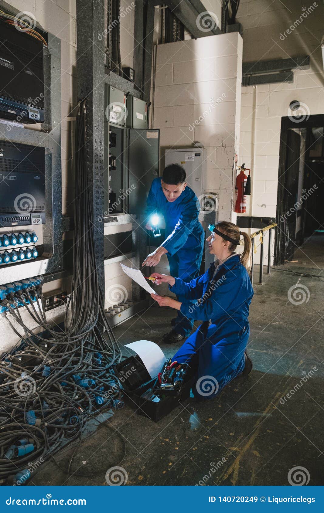 Electricians Fixing a Switch Board Stock Image - Image of electricity ...