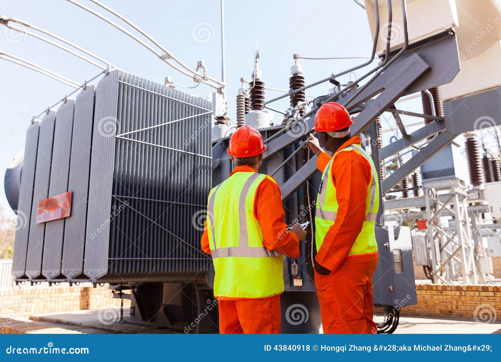 Electricians Standing Transformer Stock Photo - Image of facility ...