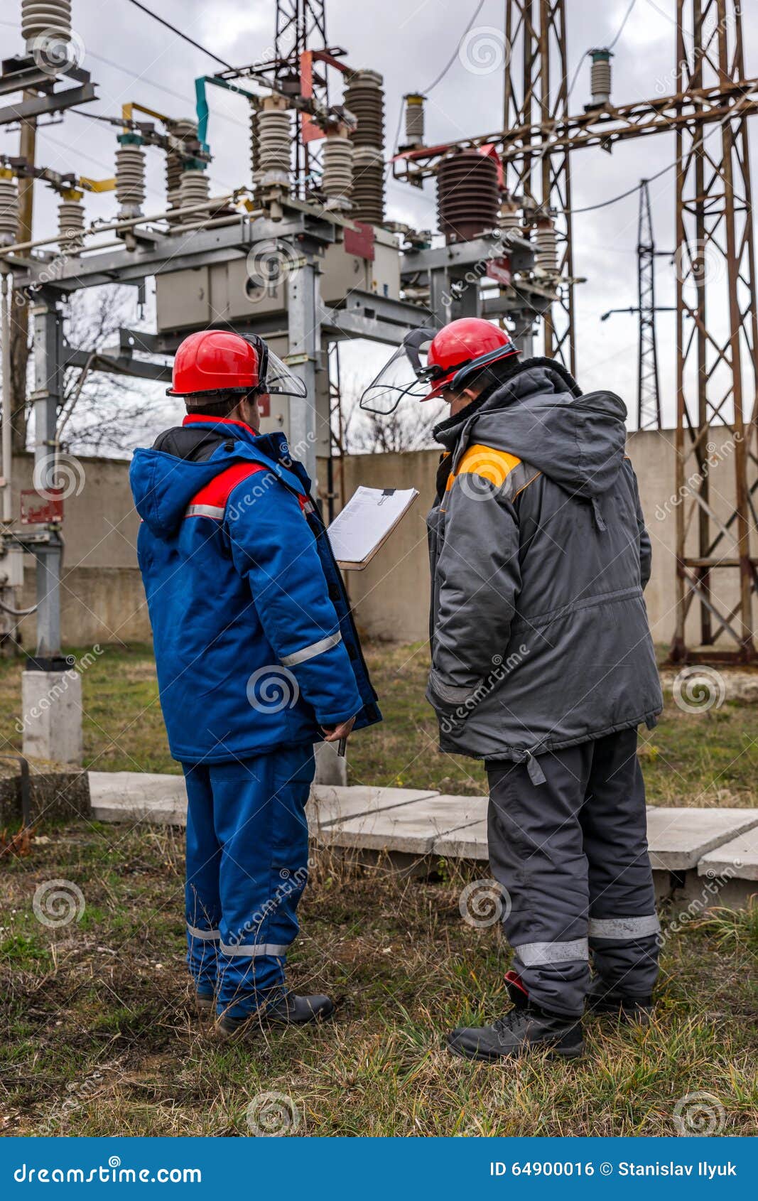 Electricians at the Substation Stock Photo - Image of line, high: 64900016