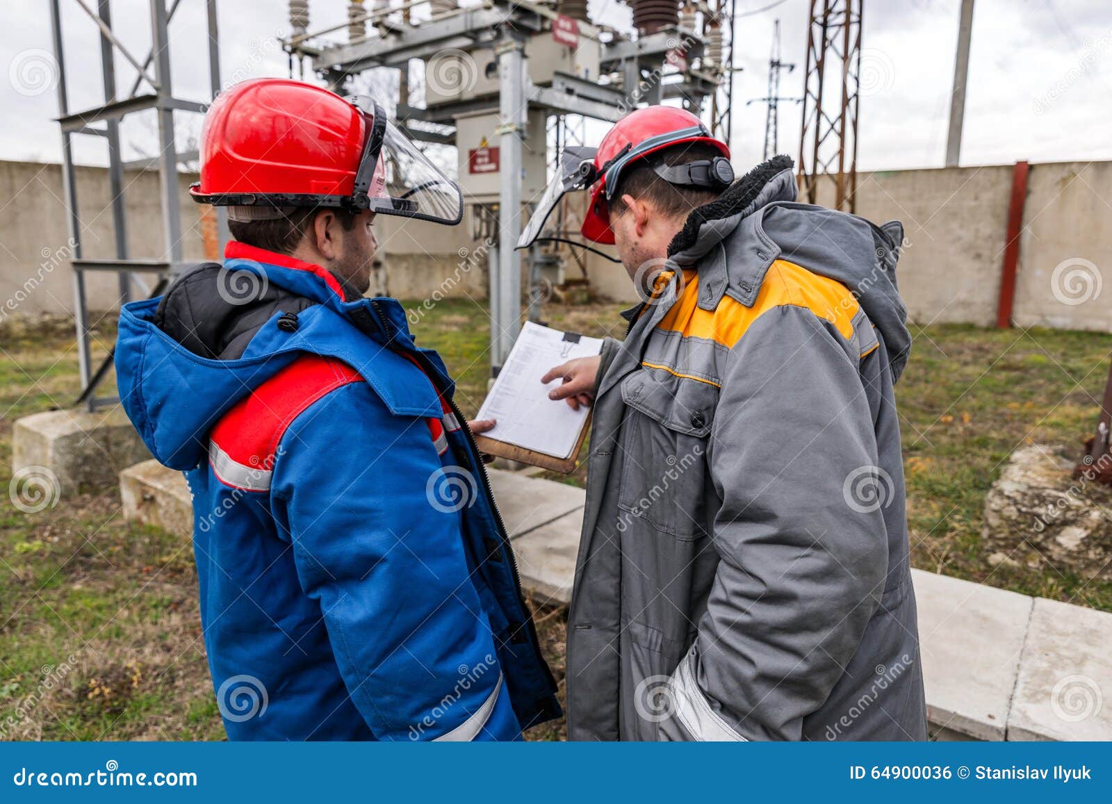 Electricians at the Substation Stock Photo - Image of cable, industrial ...