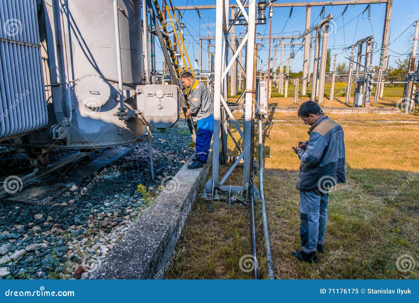 Electricians at the Substation Stock Image - Image of pole, energy ...