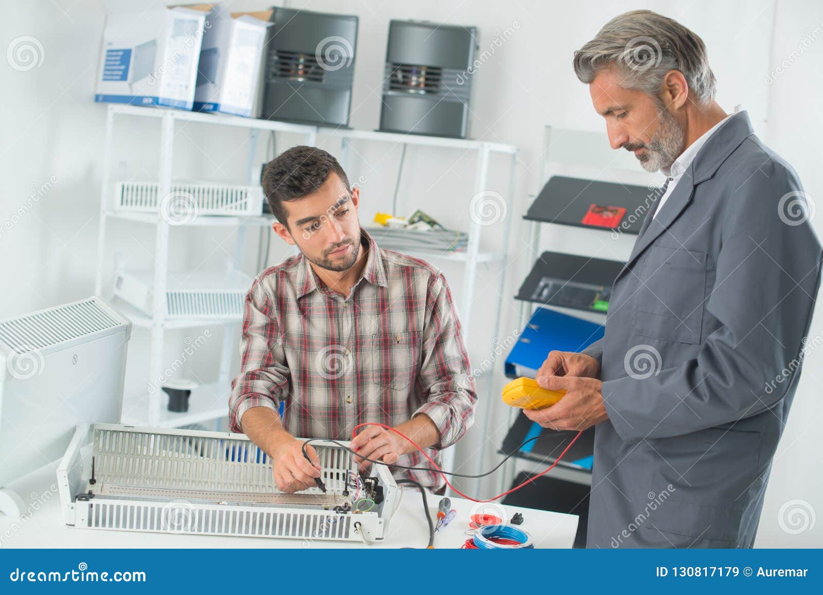 Electricians Troubleshooting a Fault Stock Image - Image of laboratory ...