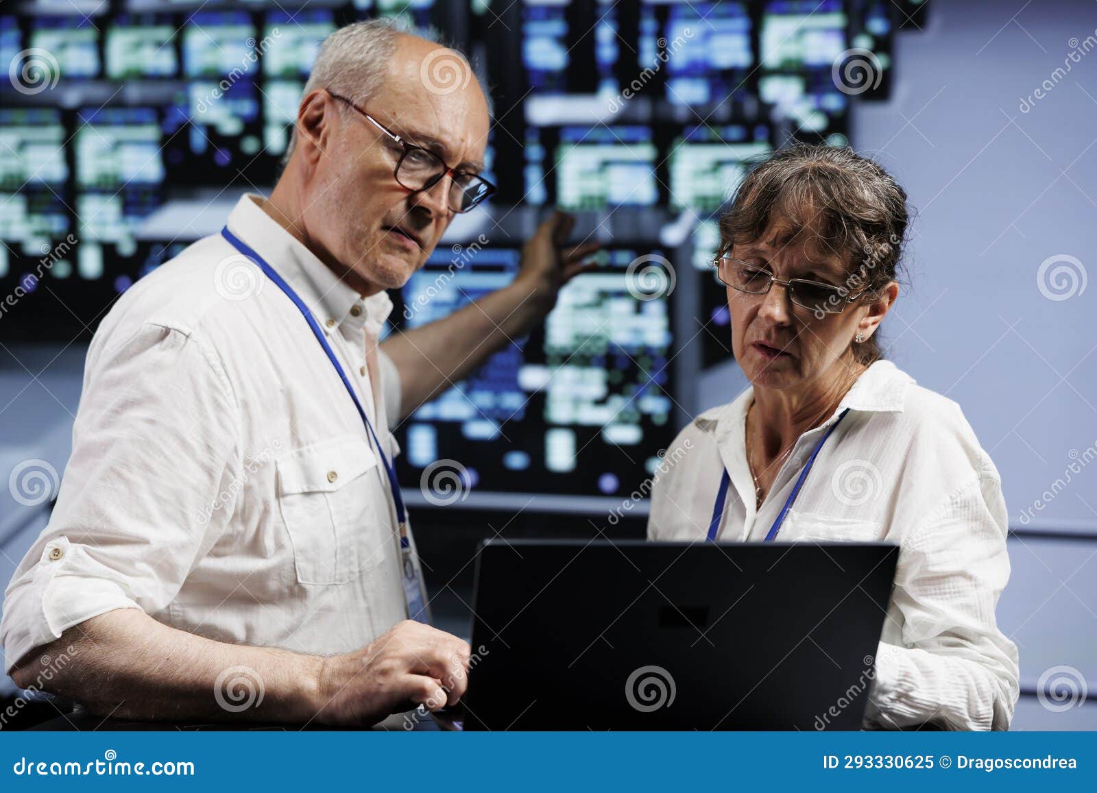 Electricians Working in Data Center Stock Image - Image of manage ...