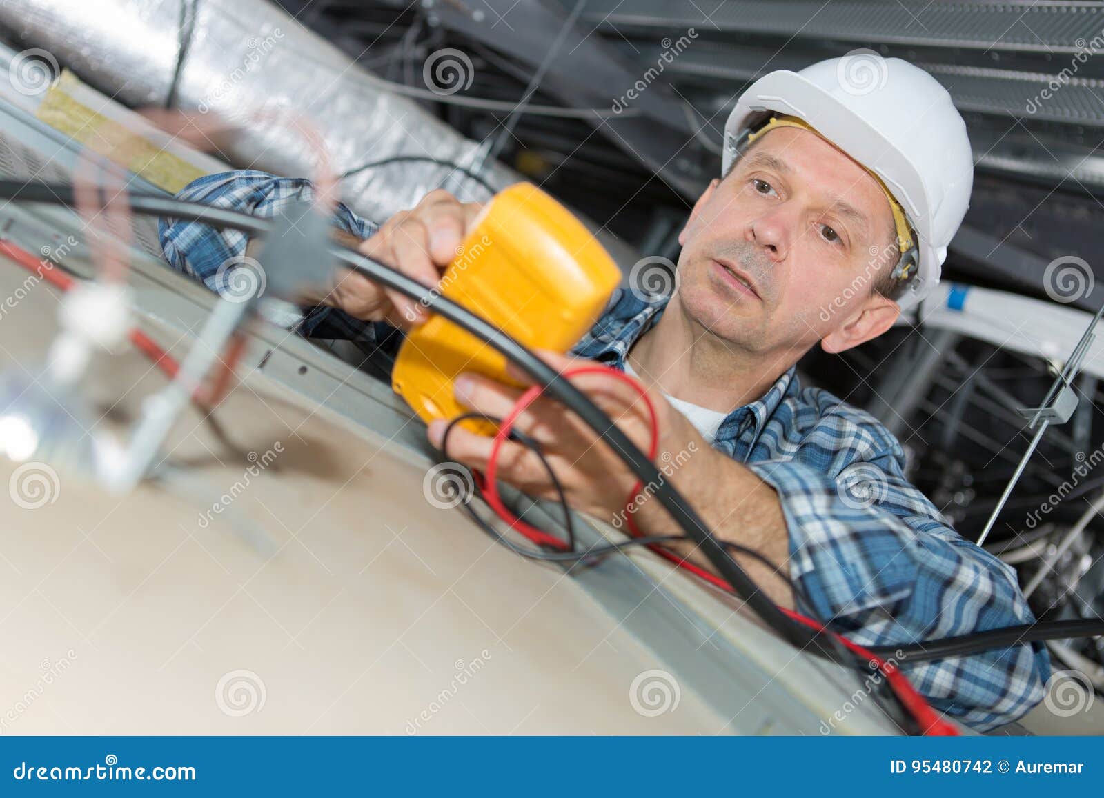 Electricians Working on Electric Meter Stock Photo - Image of ...