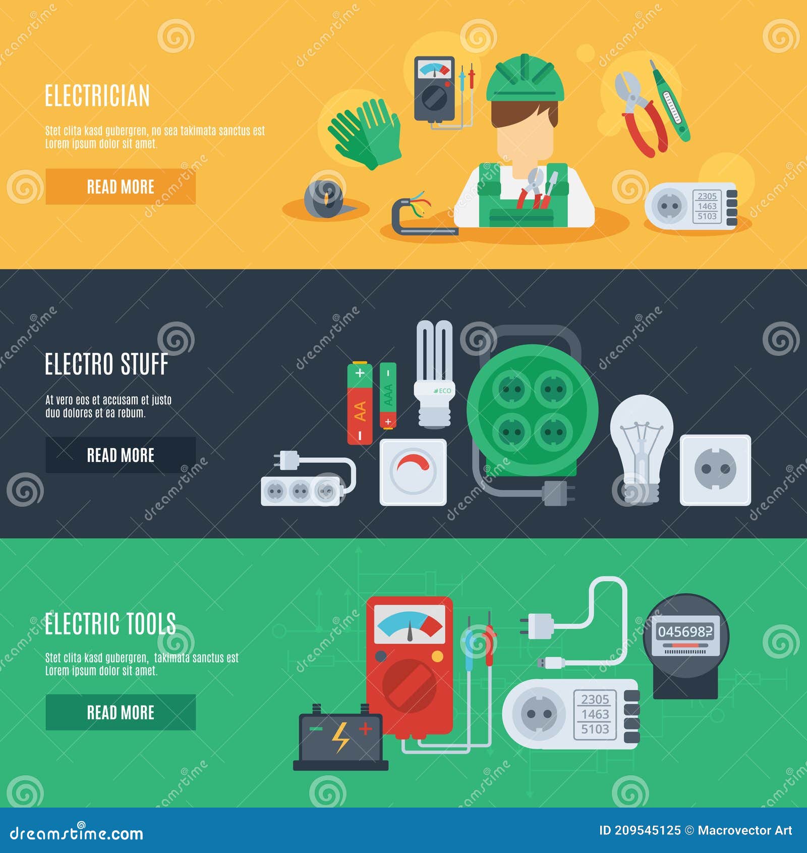 Electricity Banner Set stock vector. Illustration of background - 209545125