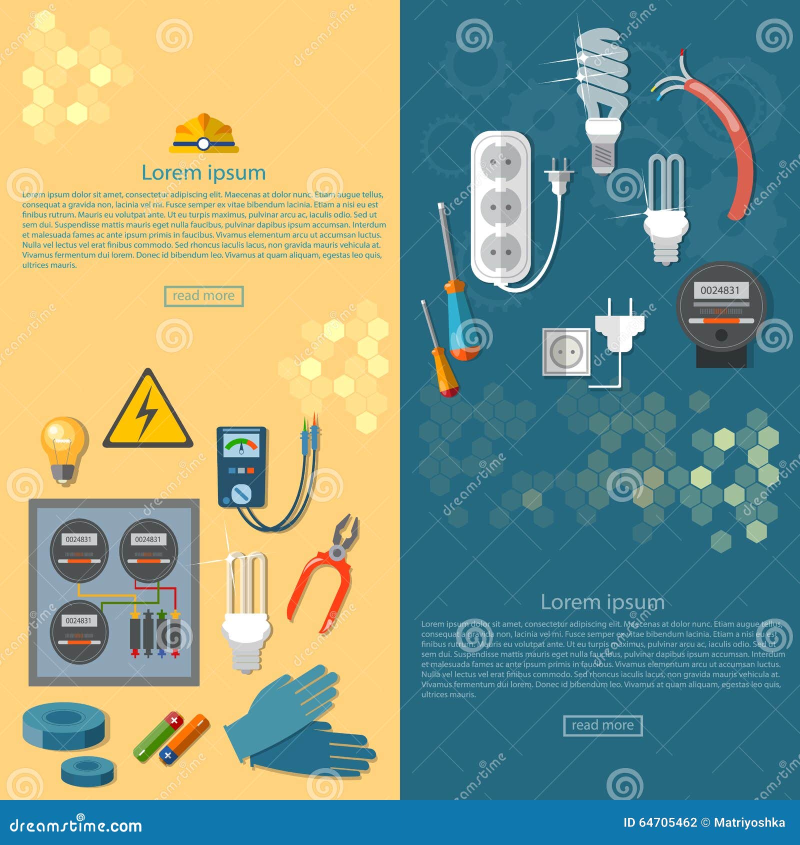 Electricity Banners Electrician Tools Vector Illustration ...