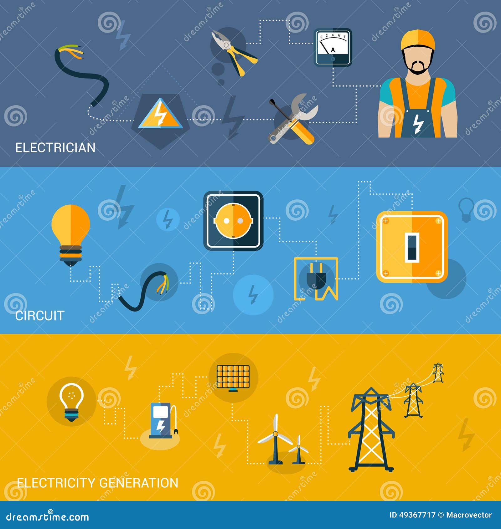 Electricity Banners Set stock vector. Illustration of electric - 49367717