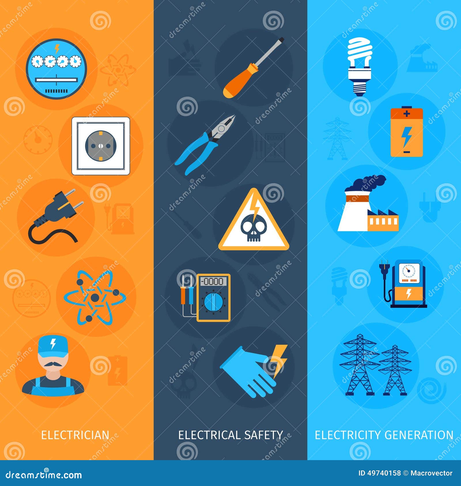 Electricity Banners Set stock vector. Illustration of quality - 49740158