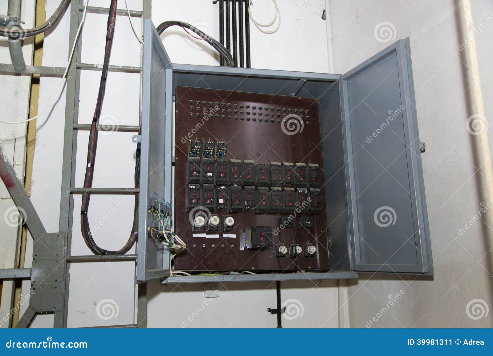 Power Panel in a Old Building Stock Image - Image of inspector ...