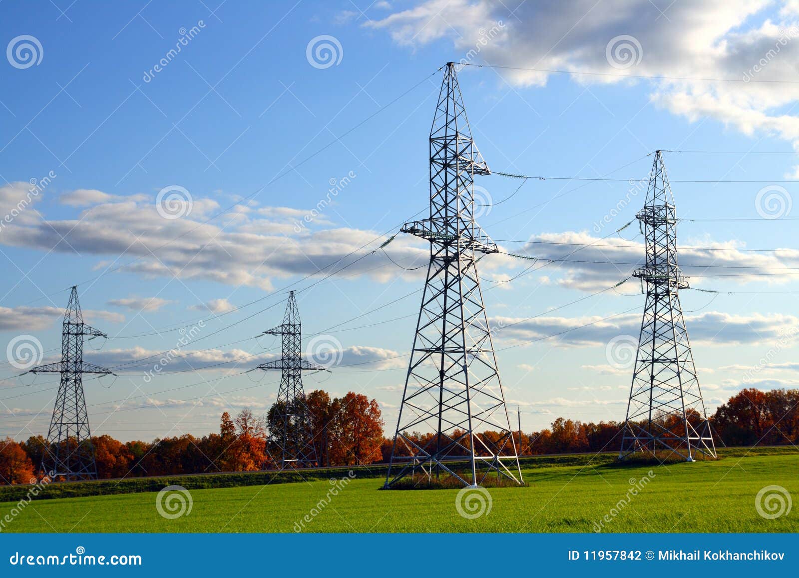 Electricity Cable Communication Towers Stock Photo - Image of pylon ...