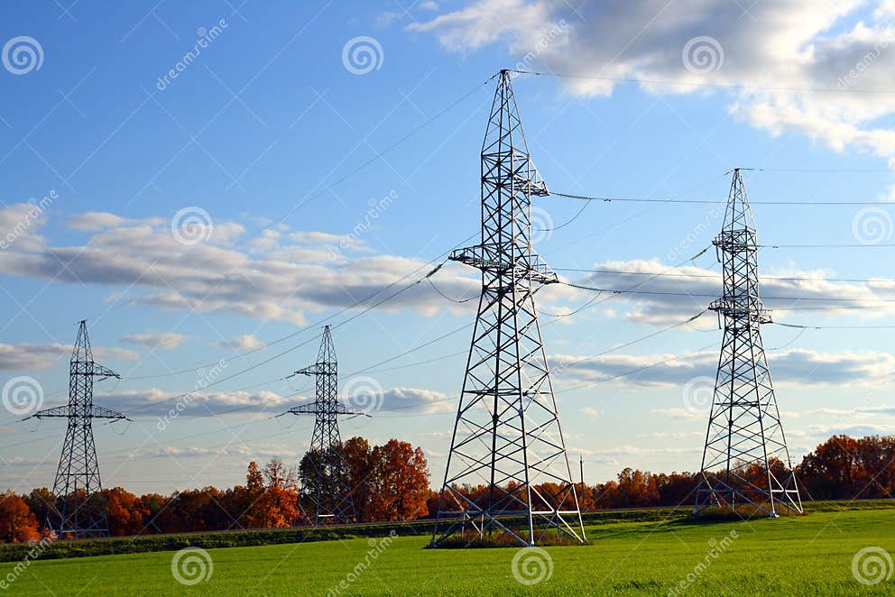 Electricity Cable Communication Towers Stock Photo - Image of pylon ...