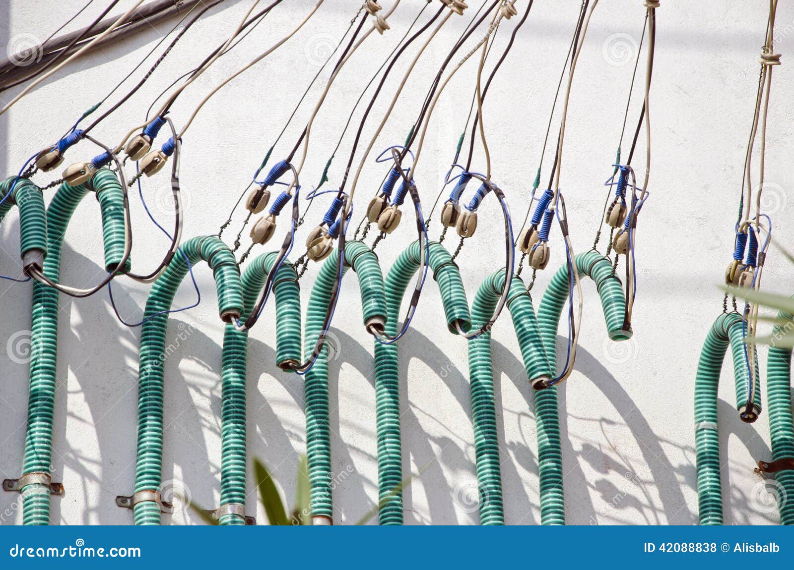 Electricity Cable on House Wall in Asia, India Stock Photo - Image of ...