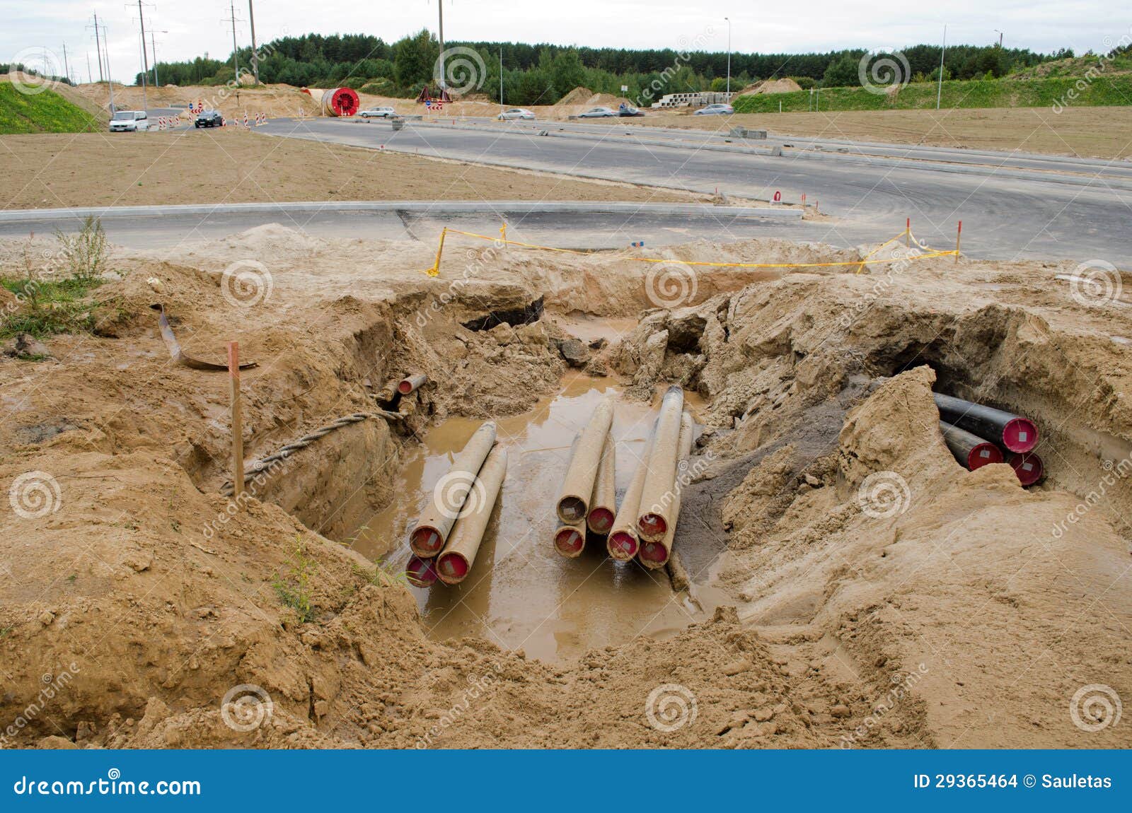 Electricity Cable Wire Protective Tube Lay Road Construction Stock ...