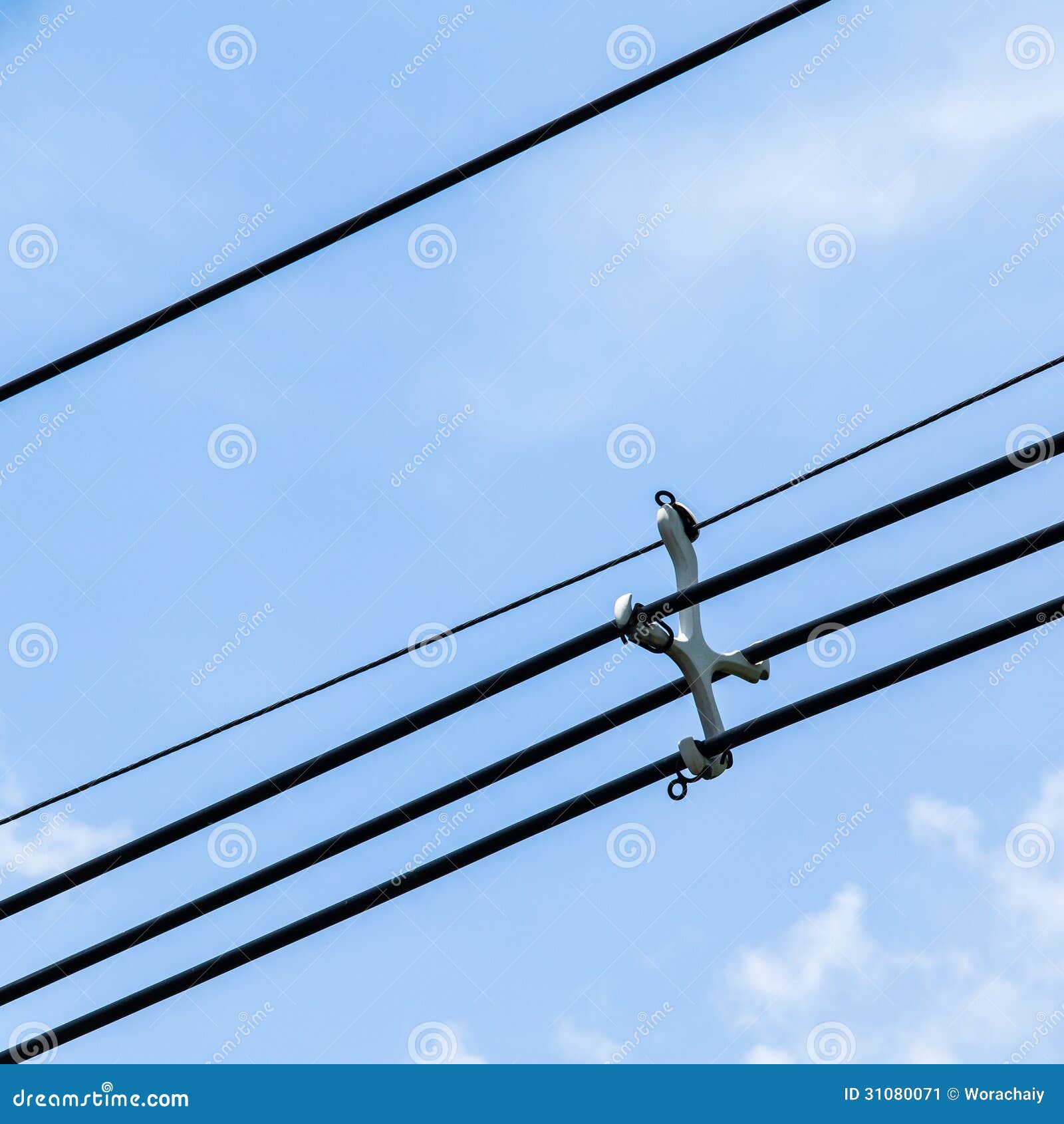 Electricity cables stock image. Image of clouds, cross - 31080071