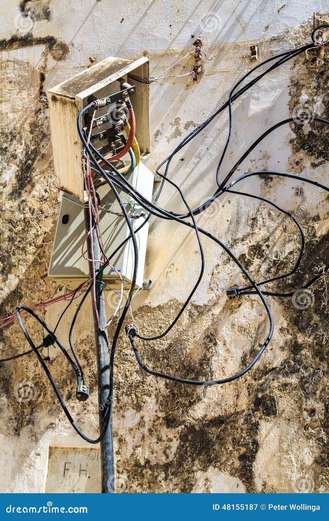 Electricity Cables Tangled in an Connection Box on the Ouside of Stock ...