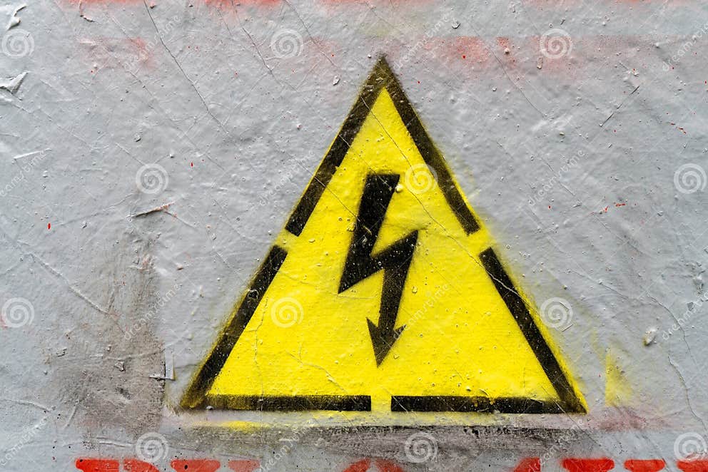 Electricity Caution Sign, Danger Sign, High Voltage Stock Photo - Image ...