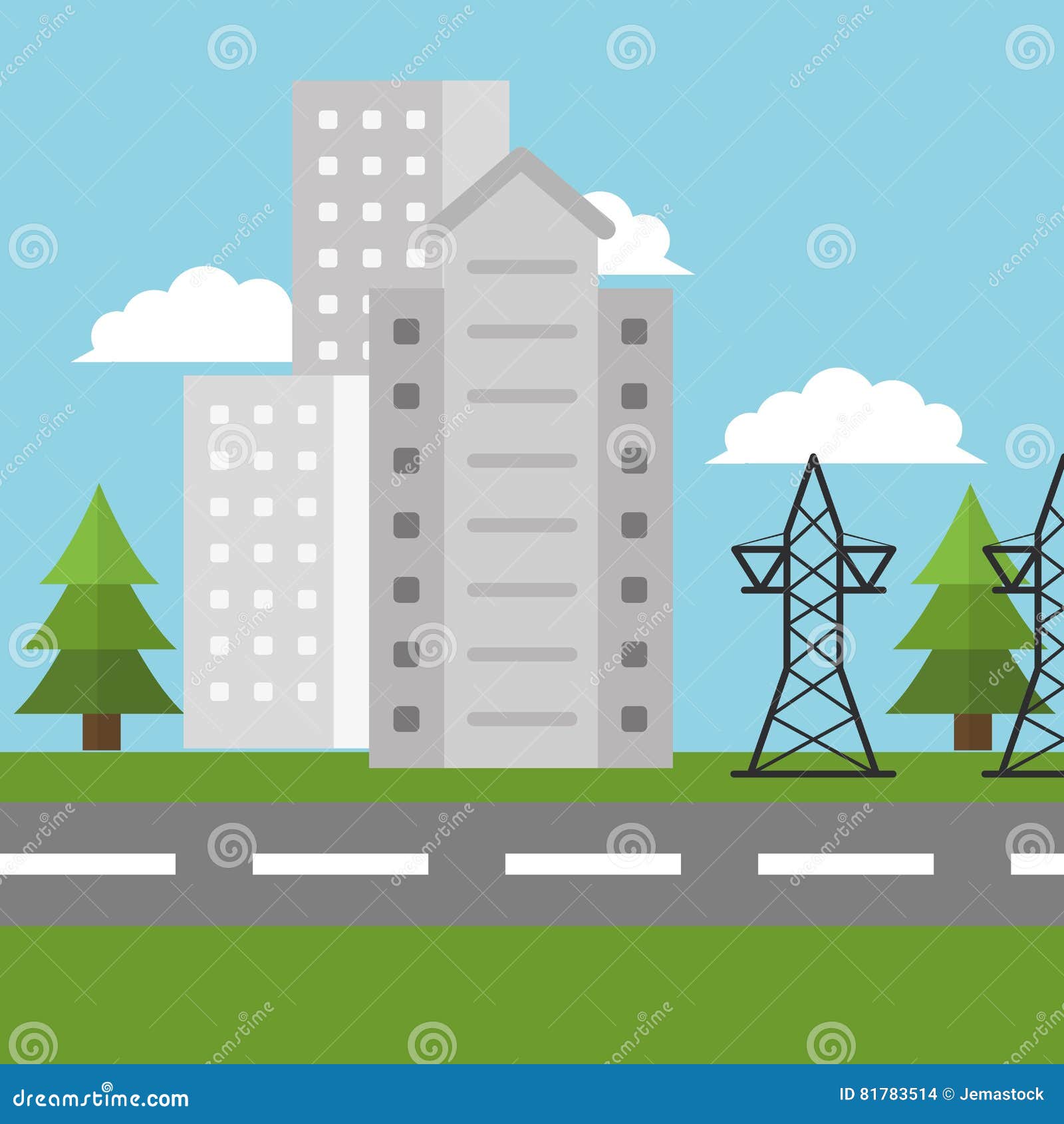 Electricity City High Voltage Stock Vector - Illustration of ...