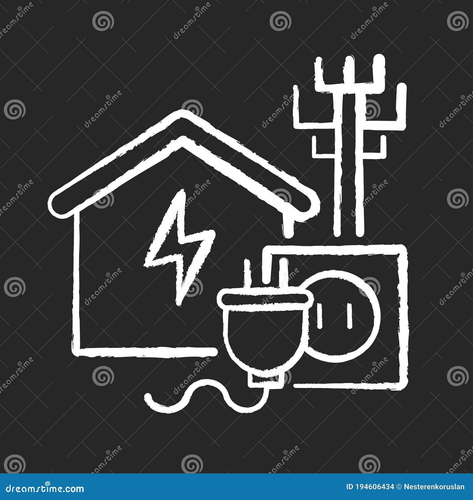 Electricity Connection Chalk White Icon on Black Background Stock ...