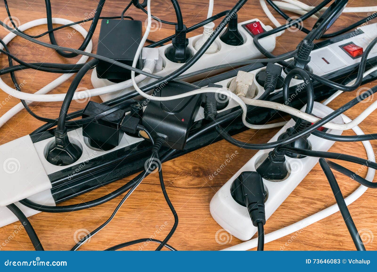 Electricity Consumption Concept. Many Cables of Electrical Home ...