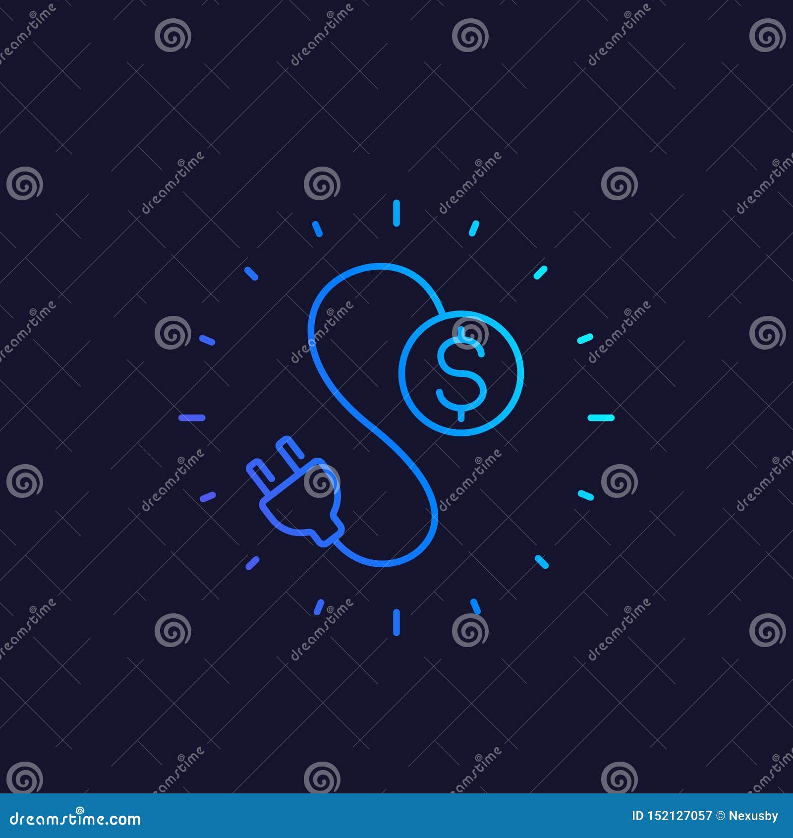Electricity Costs Icon with Electric Plug, Linear Stock Vector ...