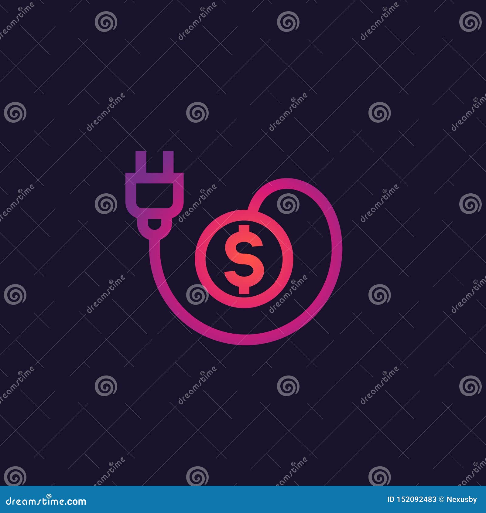 Electricity Costs Icon with Electric Plug, Vector Stock Vector ...