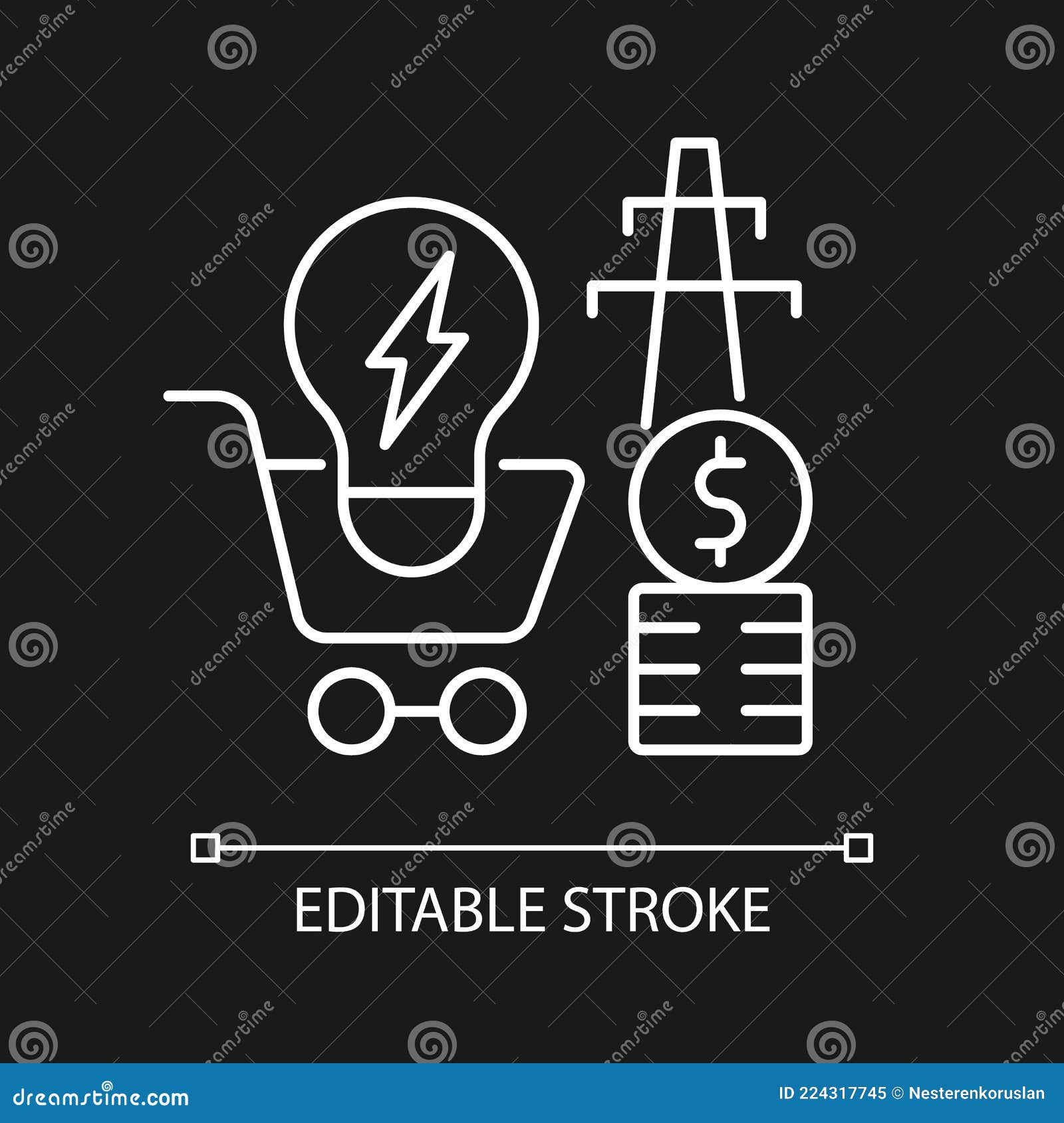 Electricity Demand White Linear Icon for Dark Theme Stock Vector ...