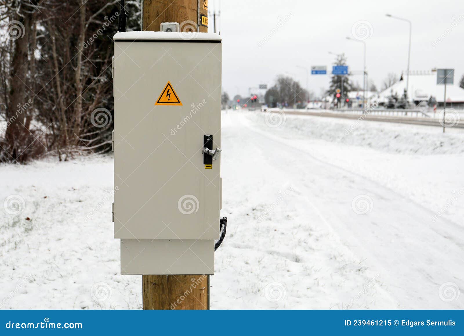 Electricity Distribution Box at the Pole Outside on the Street Stock ...