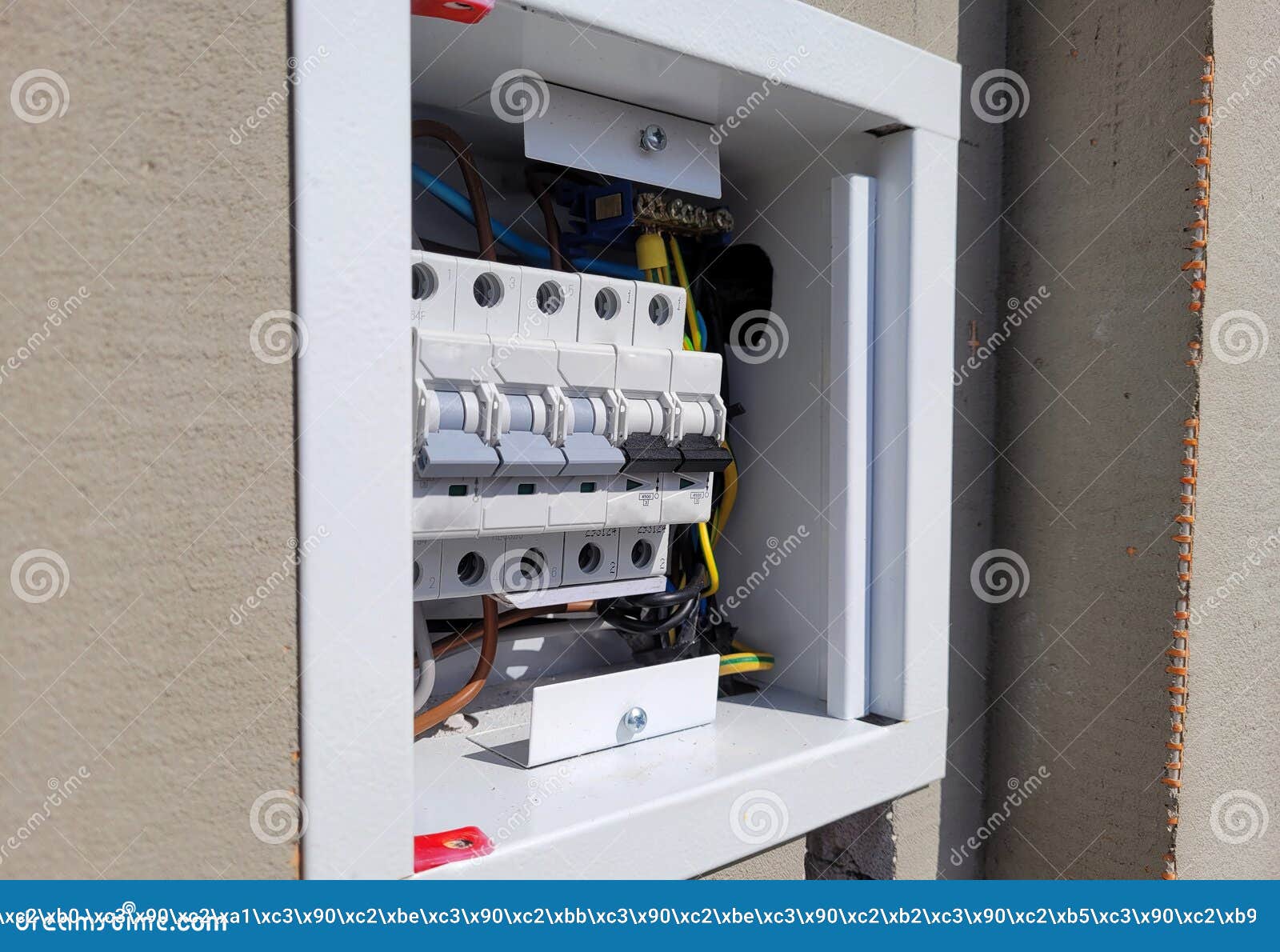 Electricity Distribution Box with Wires and Circuit Breakers Stock ...