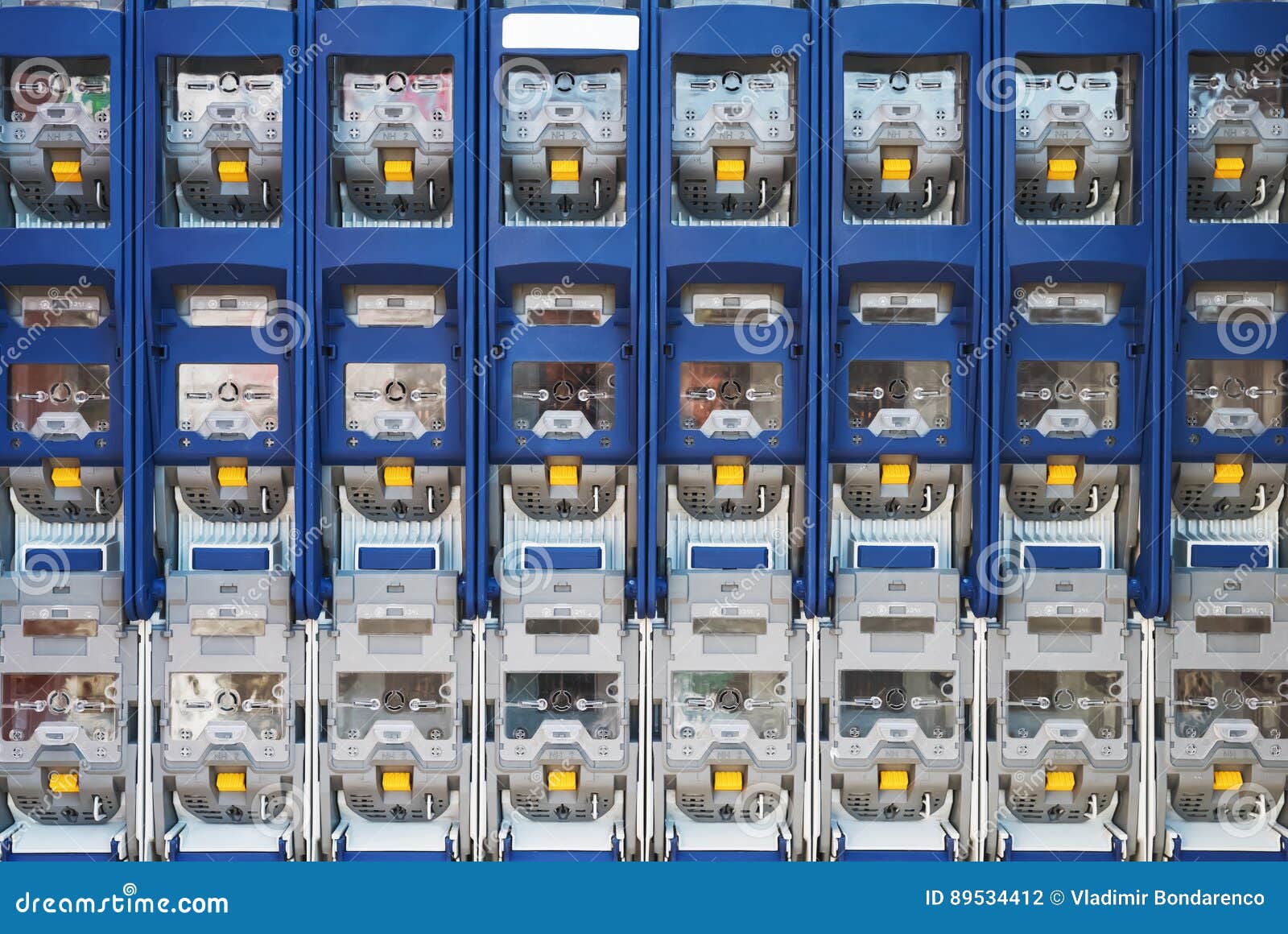 Electricity Distribution Box with Wires and Circuit Breakers Stock ...