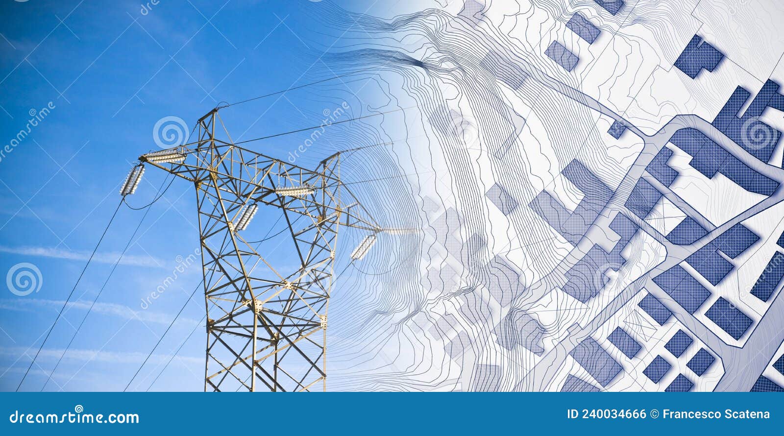 Electricity Distribution in Cities - Concept with City Map and ...