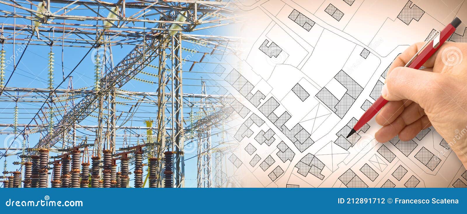 Electricity Distribution in Cities - Concept Image with City Map and ...