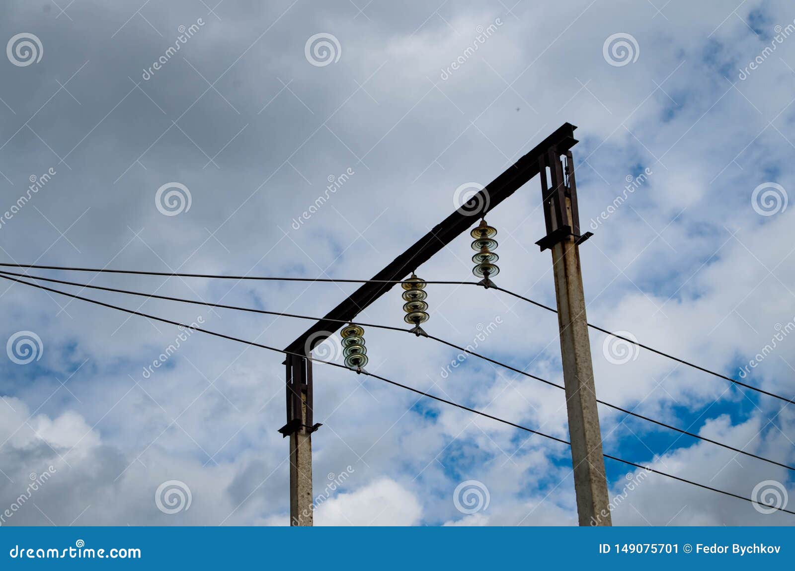 Electricity Distribution Station. Lots of Wires, Poles and Shields ...